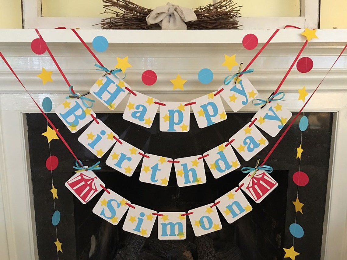 Circus Themed Birthday Banner HAPPY BIRTHDAY Big Top Birthday - Etsy