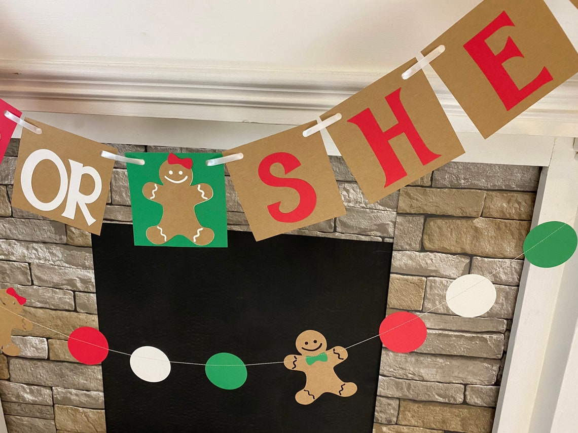 Gingerbread Gender Reveal Banner Christmas Gender Reveal Banner ...