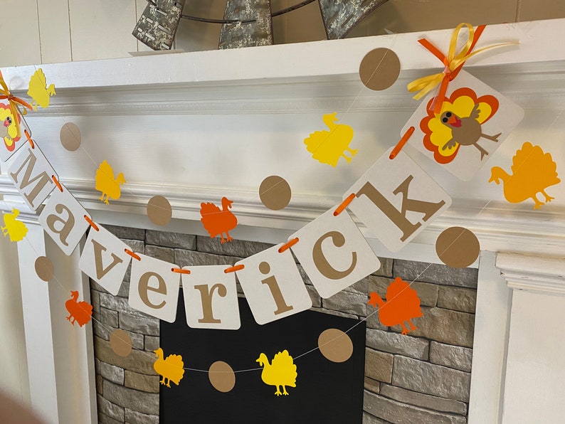Turkey Birthday Decorations Child's Name Banner Turkey | Etsy