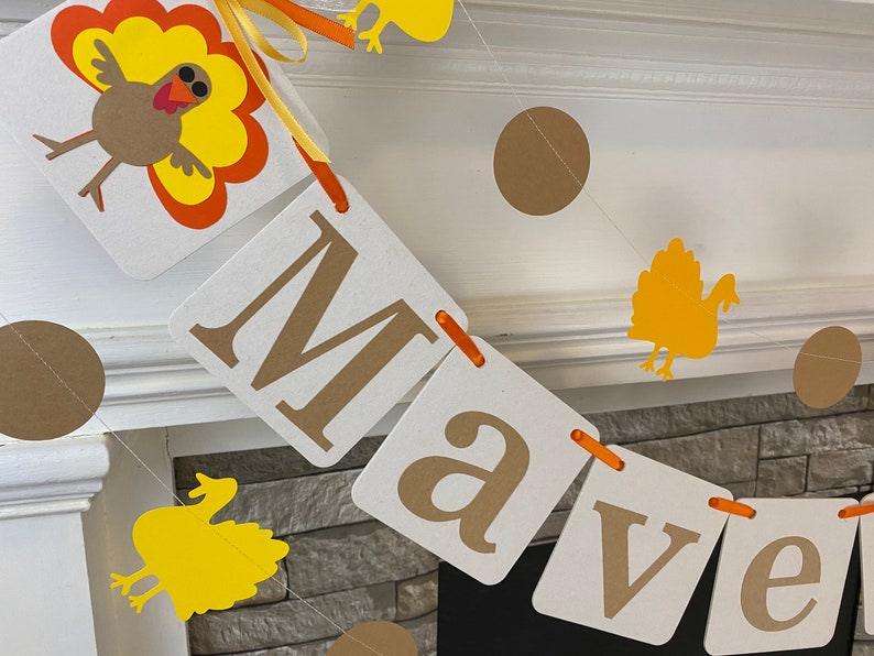 Turkey Birthday Decorations Child's Name Banner Turkey - Etsy