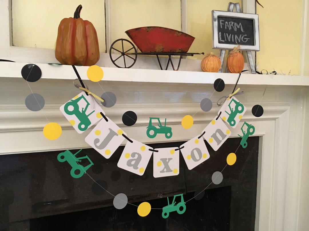 Tractor Birthday Banner Child's Name Banner Tractor Baby Shower ...
