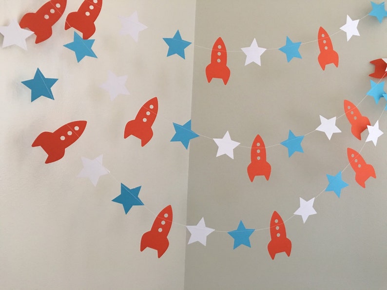 Rocket Blast off Party Decoration Paper Garland Rocket Birthday Party ...