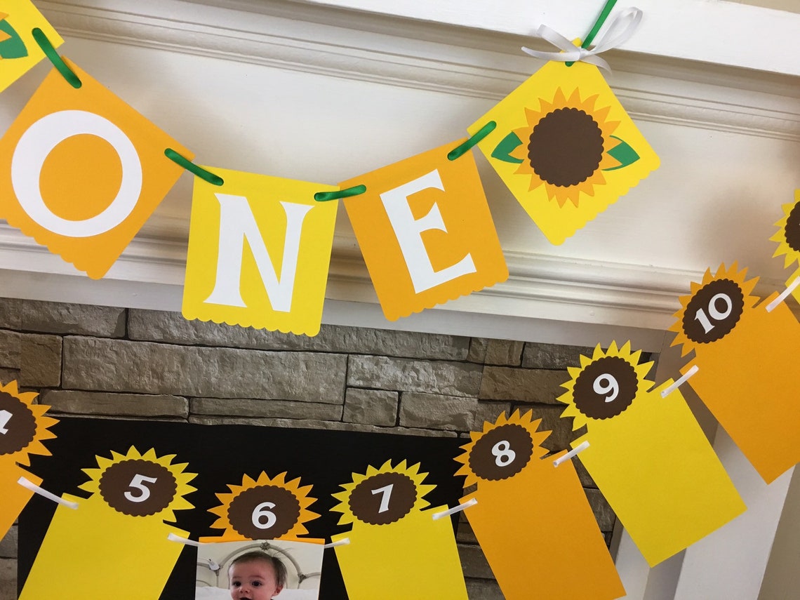Sunflower First Birthday Decorations Sunflower Banner I am 1 | Etsy