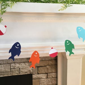 Fish Birthday Decorations Child's Name Banner Gone Fishing Birthday ...