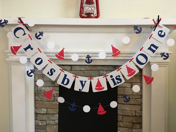 Sailboat First Birthday Banner Sailboat Nautical Birthday Decorations ...