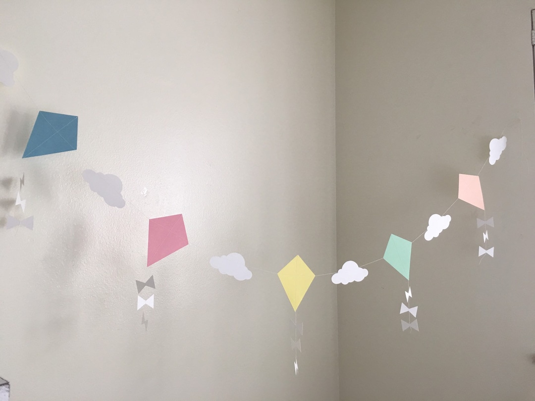 Let's Go Fly a Kite Party Paper Garland Kite Baby Shower Decor Kite ...