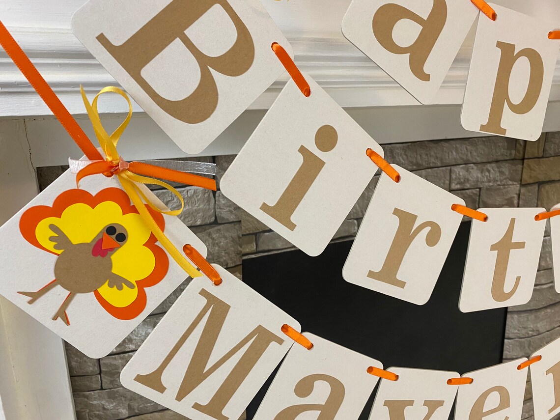 Little Turkey Birthday Banner Turkey Birthday Decorations Name - Etsy