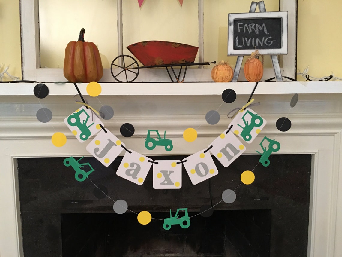 Tractor Birthday Banner Child's Name Banner Tractor Baby Shower ...