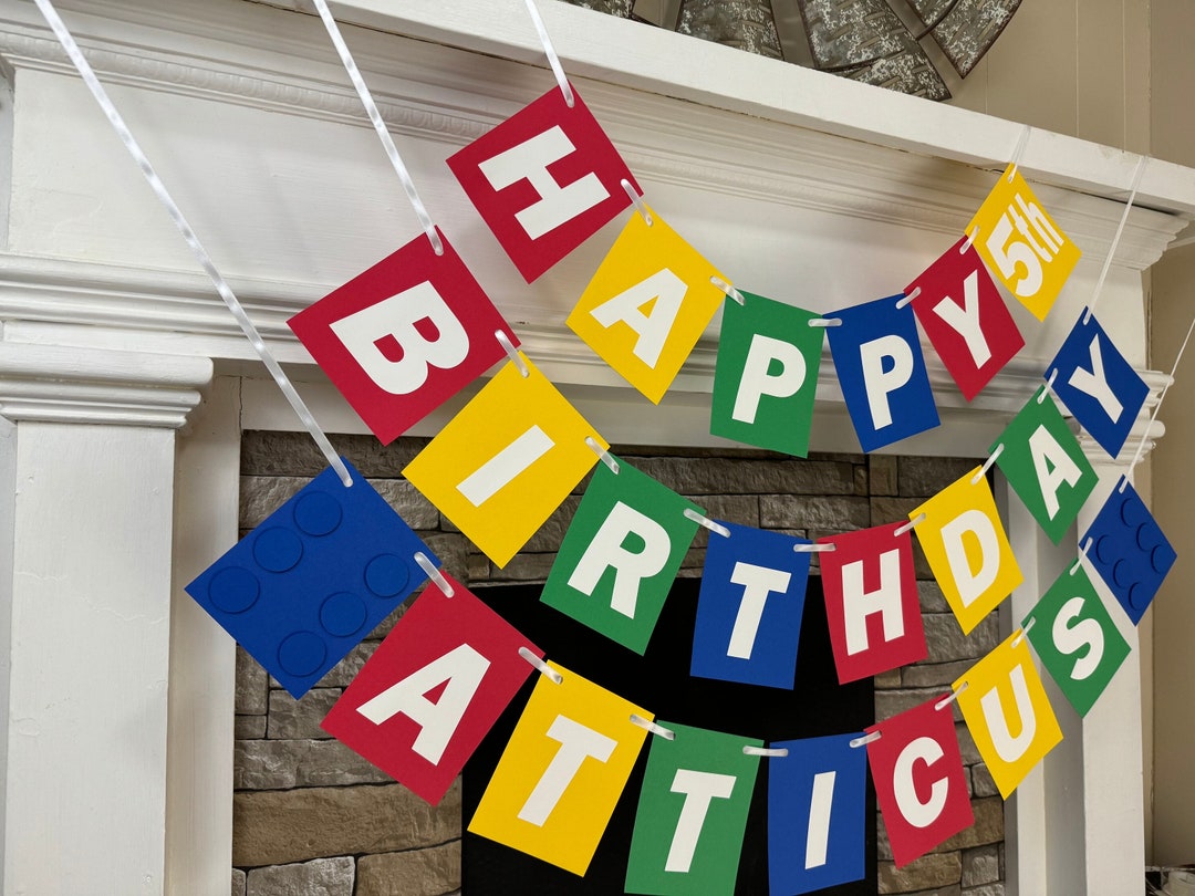 Building Blocks Birthday Banner HAPPY BIRTHDAY Name Building Blocks ...