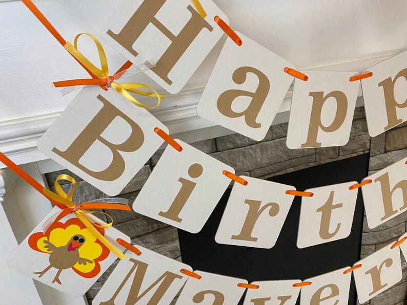 Little Turkey Birthday Banner Turkey Birthday Decorations Name - Etsy