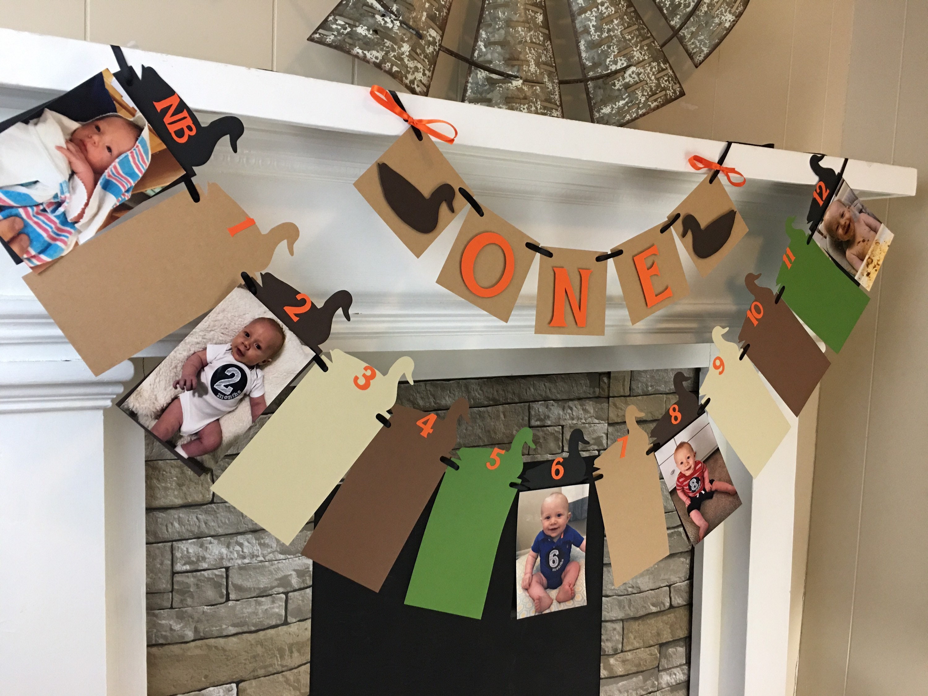 Duck Hunting First Birthday Decorations Banner Duck 12 Month | Etsy
