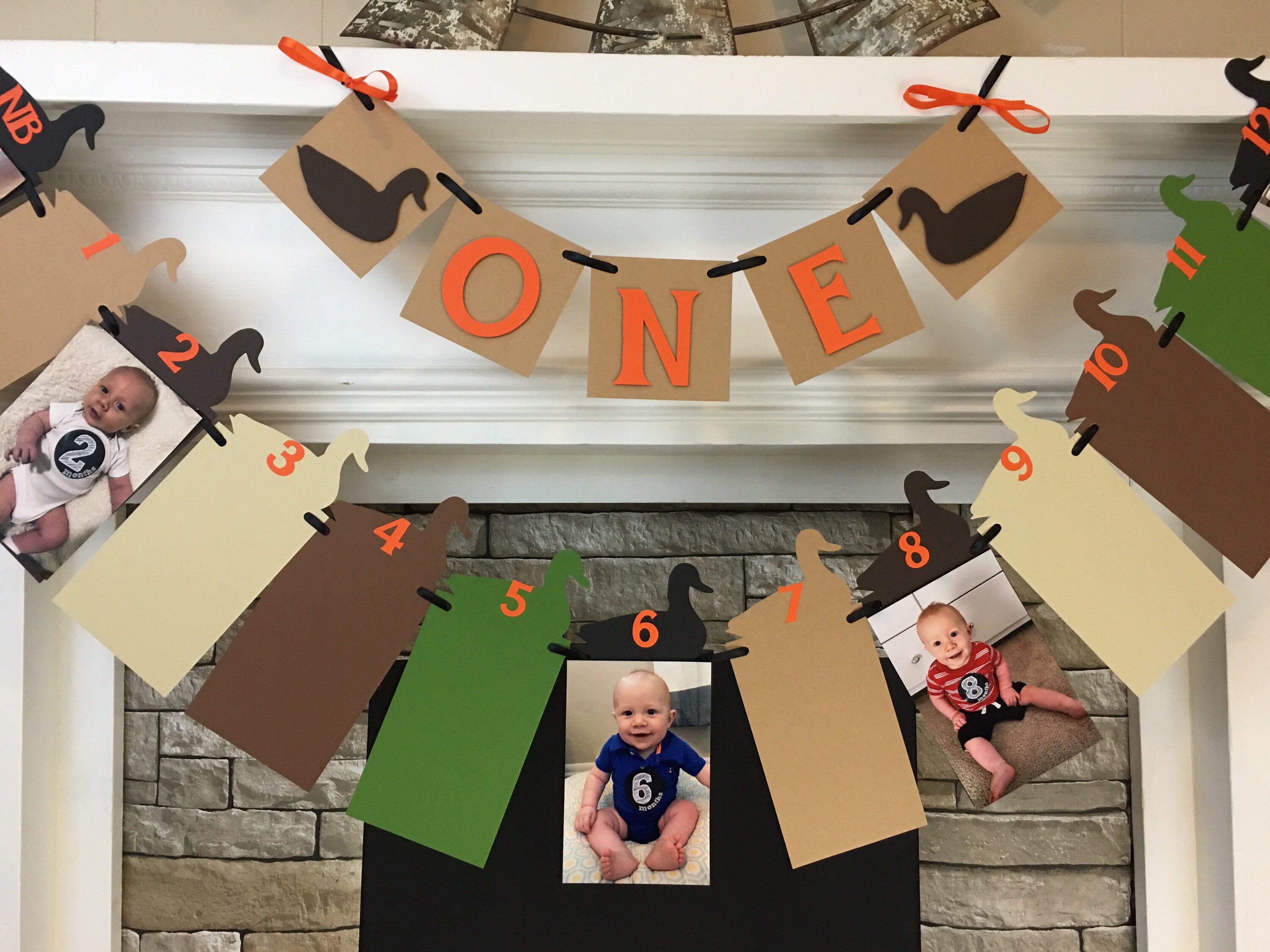 Duck Hunting First Birthday Decorations Banner Duck 12 Month | Etsy