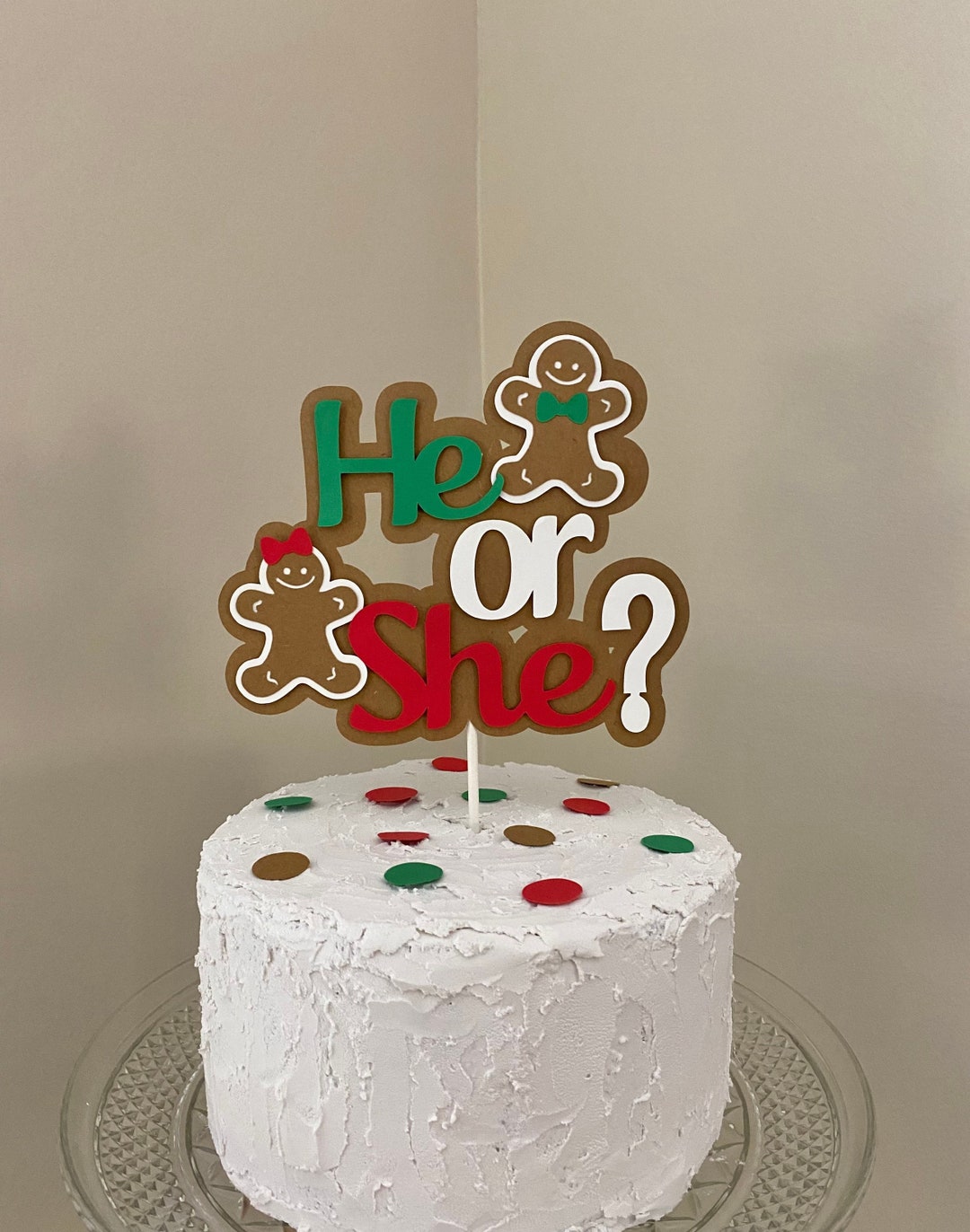 Gingerbread Gender Reveal Cake Topper Girl Boy Baby Shower Decorations ...