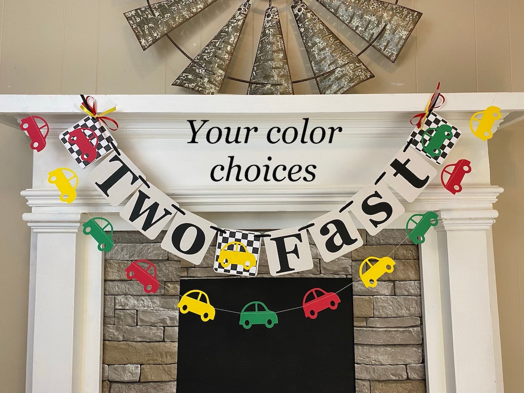 TWO Fast Birthday Decorations Car Birthday Banner 2nd Birthday ...