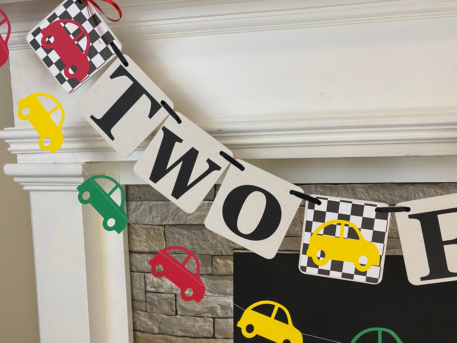TWO Fast Birthday Decorations Car Birthday Banner 2nd Birthday - Etsy