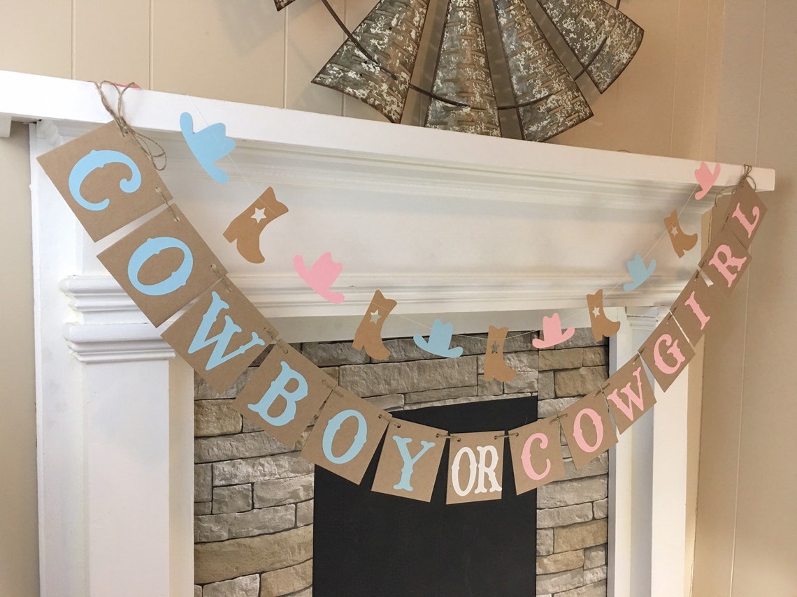 Cowboy or Cowboy Banner Gender Reveal Decorations Pink or Blue - Etsy