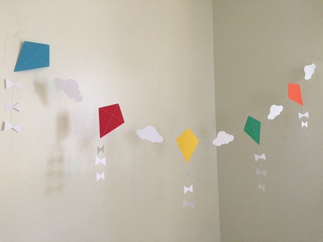 Let's Go Fly a Kite Party Paper Garland Kite Baby Shower Decor Kite ...