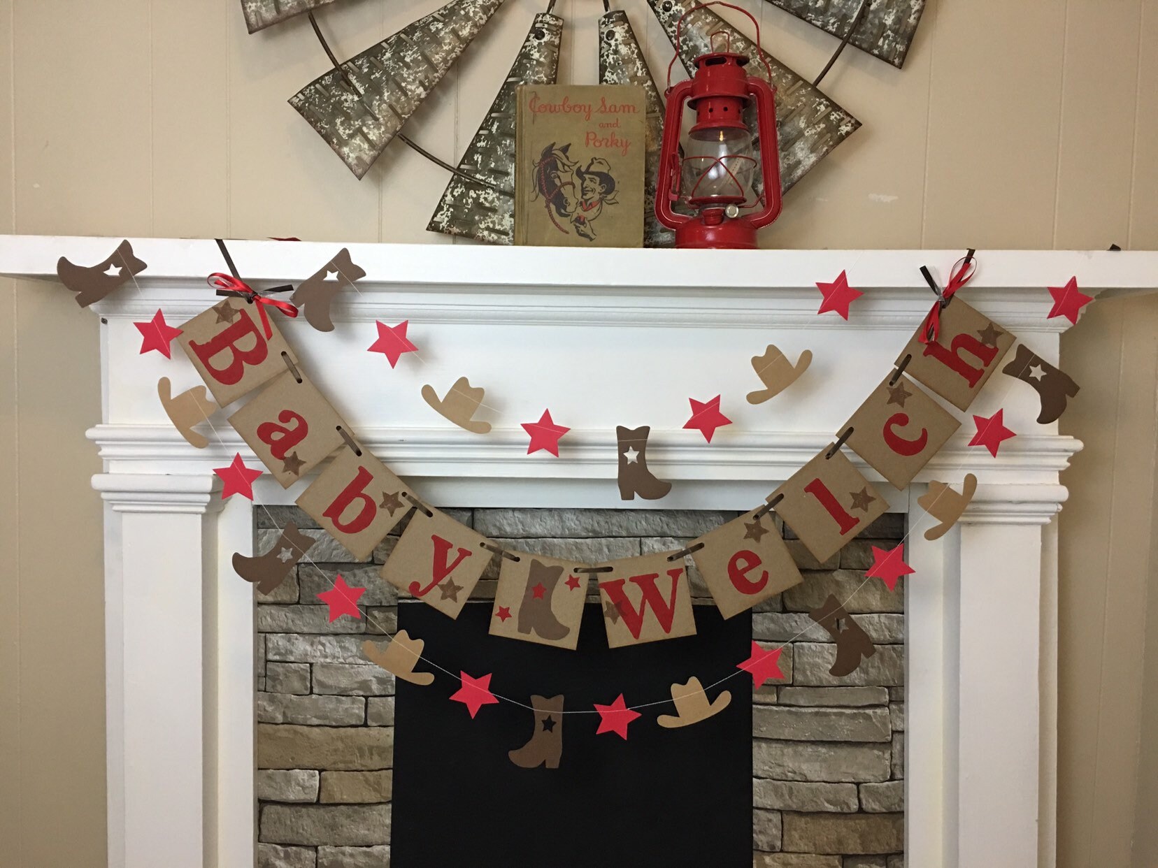 Cowboy Baby Shower Decoration Cowgirl Baby Shower Welcome Baby Name ...