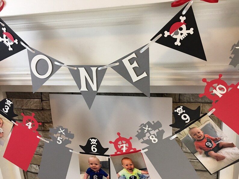 Pirate First Birthday Decorations Pirate 12 Month Photo Banner | Etsy