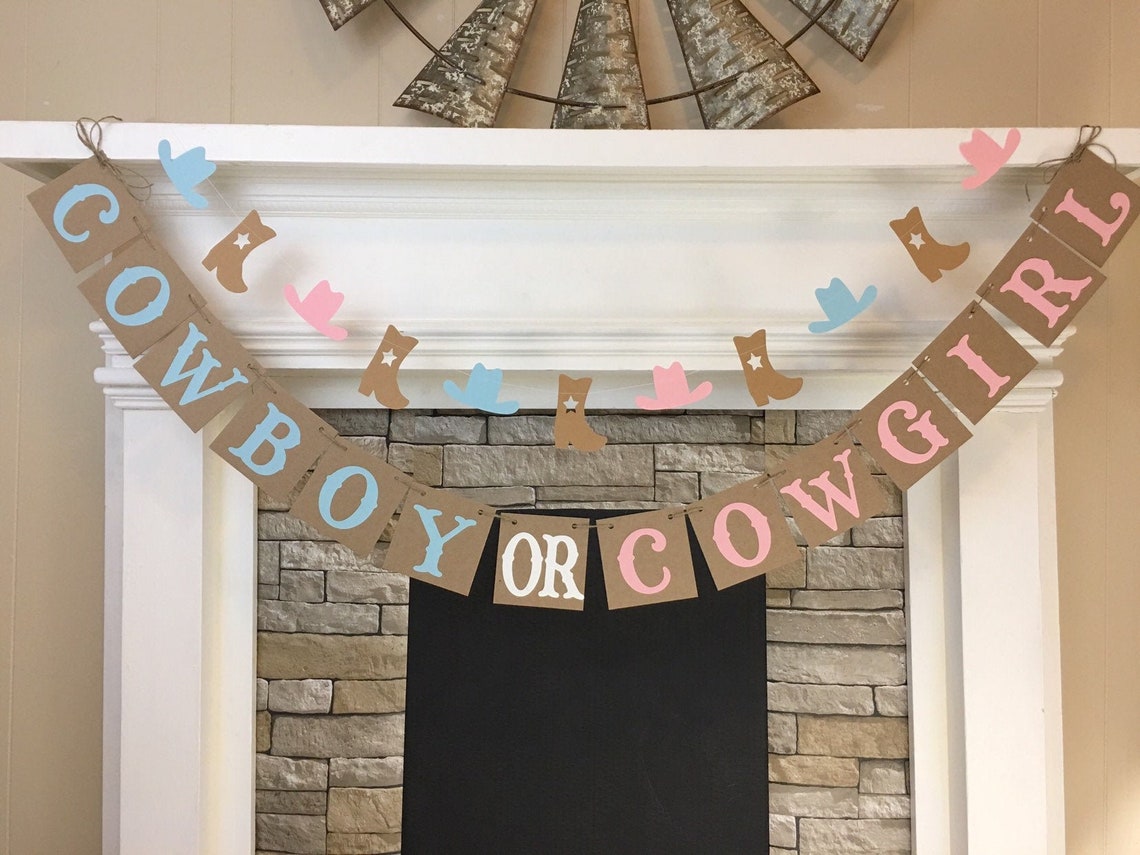 Cowboy or Cowboy Banner Gender Reveal Decorations Pink or Blue - Etsy