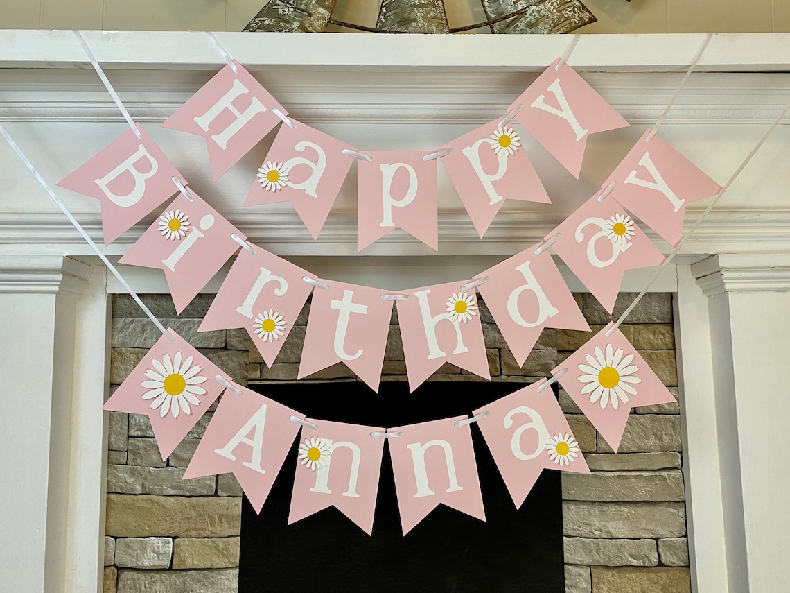 DAISY First Birthday Decorations Groovy Daisy Happy Birthday Name ...