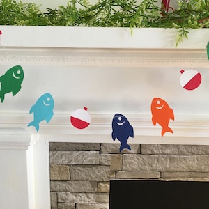 Fish Birthday Decorations Child's Name Banner Gone Fishing Birthday ...