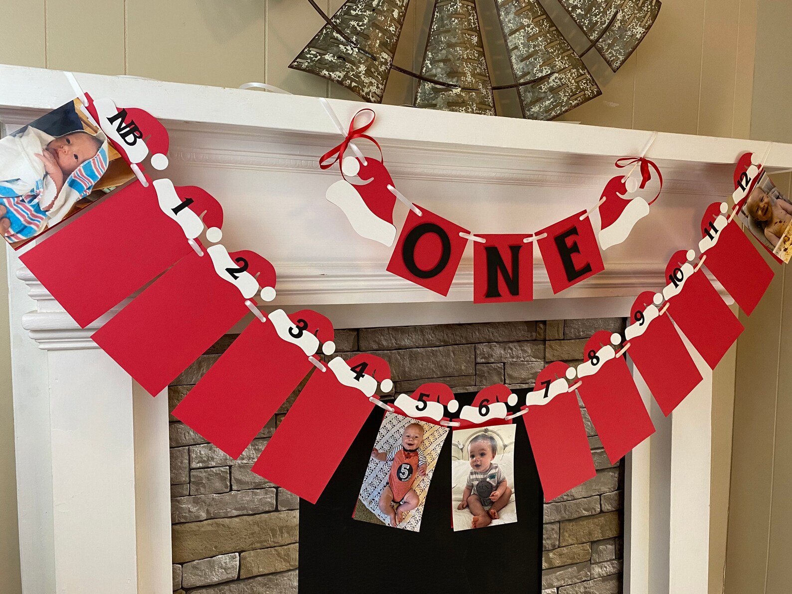 Christmas First Birthday Decoration Christmas 1st Year Photo Banner ONE ...