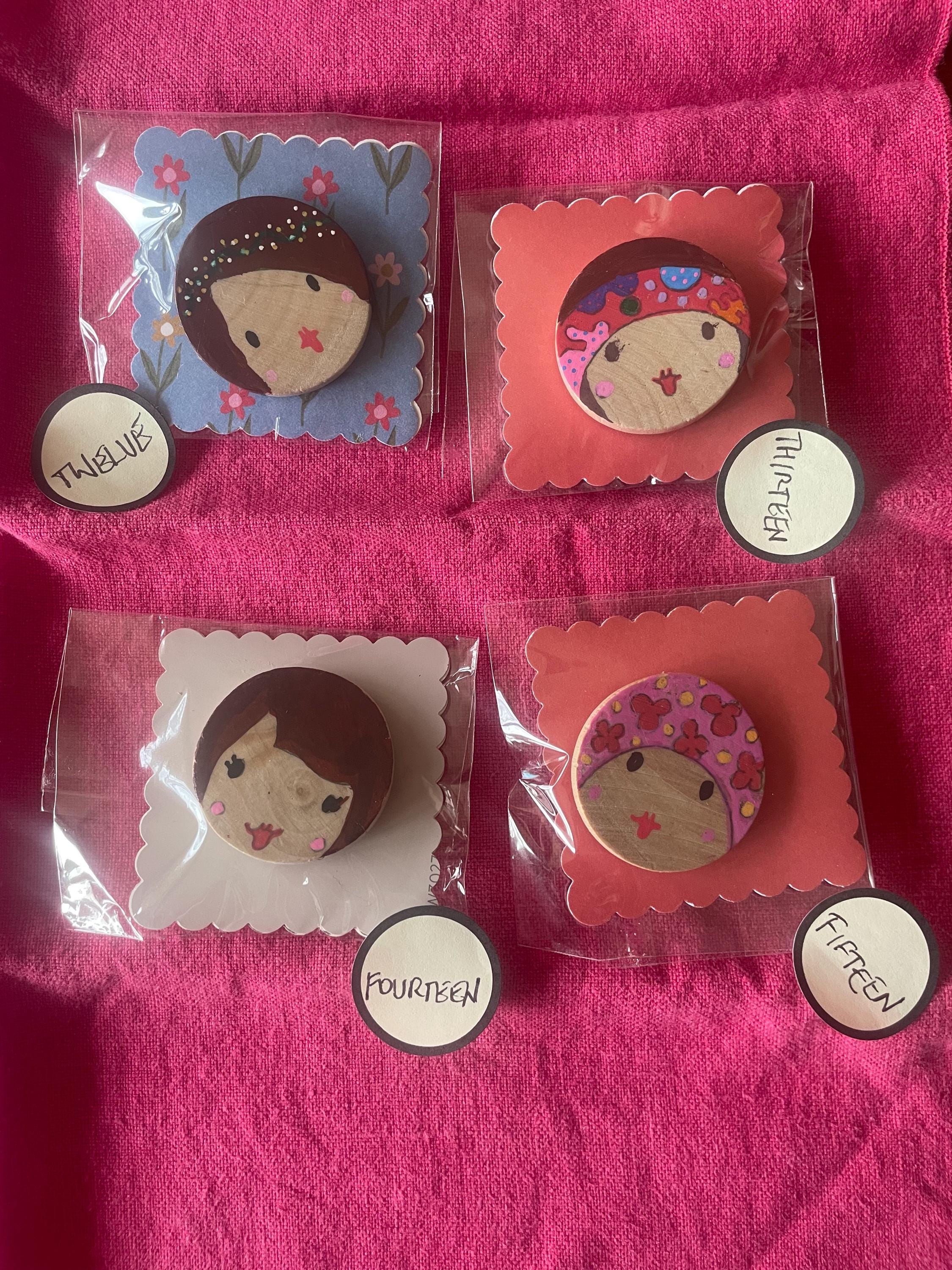Hand-painted Wooden Brooch Pin Lady Face - Etsy