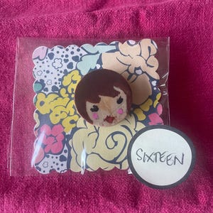 Hand-painted Wooden Brooch Pin Lady Face - Etsy
