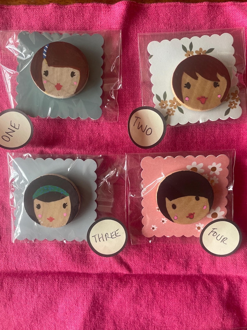 Hand-painted Wooden Brooch Pin Lady Face - Etsy