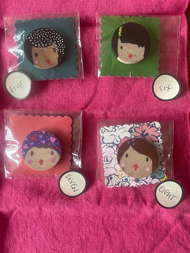 Hand-painted Wooden Brooch Pin Lady Face - Etsy