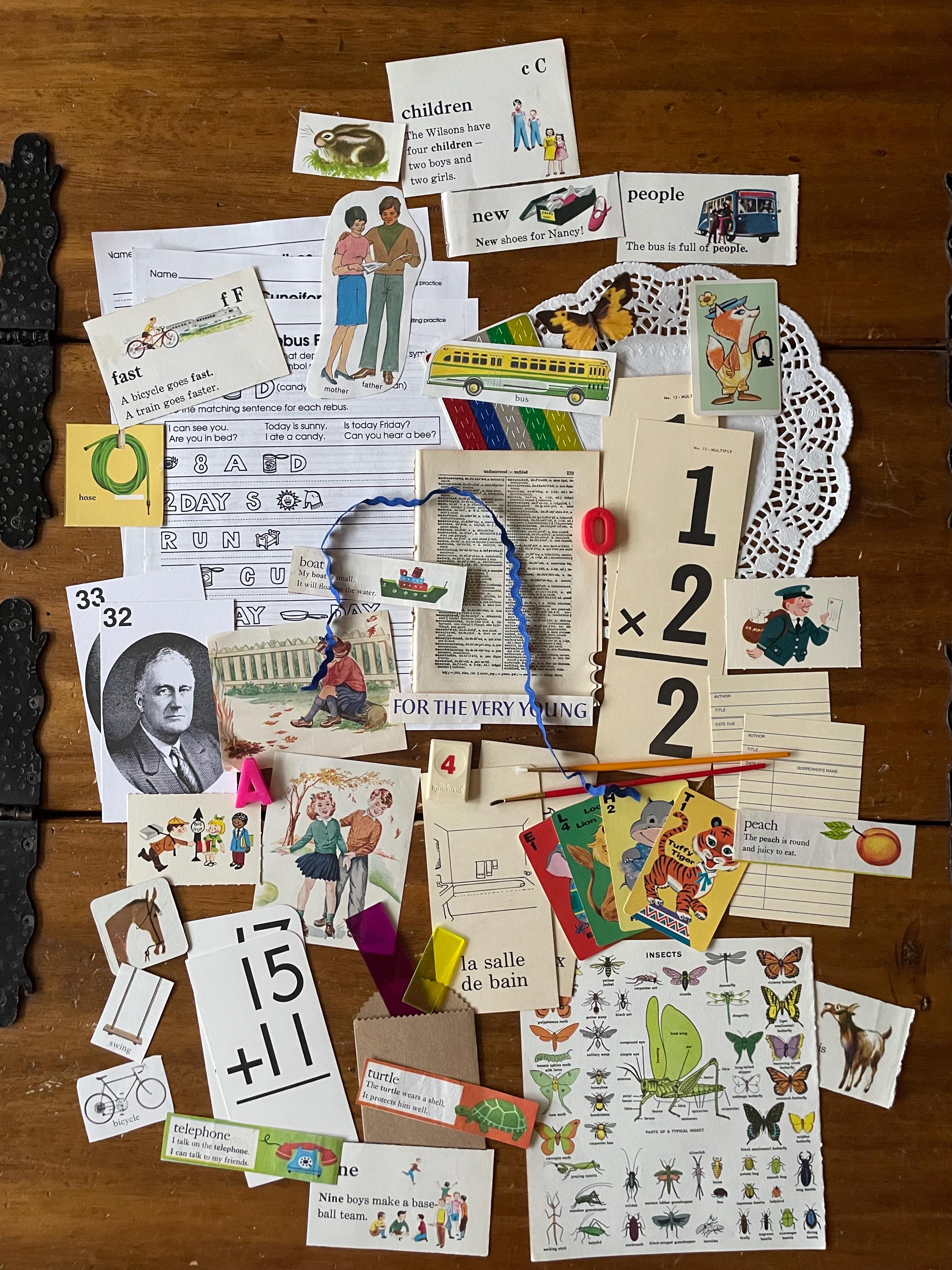 School Days Ephemera Paper Pack Scrapbook Junk Journal Art 50s Mid ...