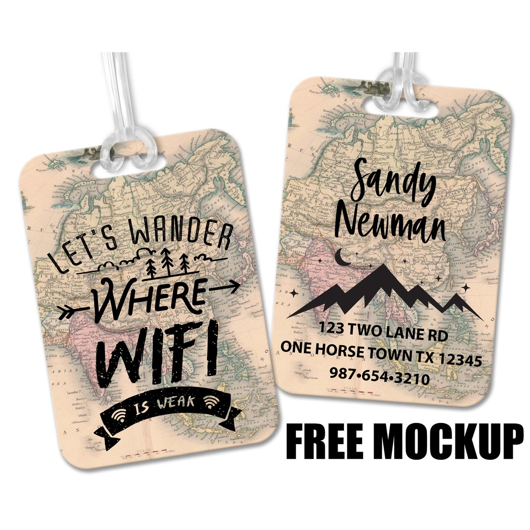Let's Wander Where WIFI is Weak Old Maps Bag Tag Custom Personalized ...