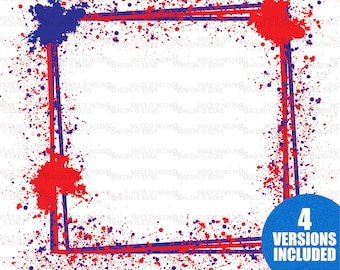 Red and Blue Paint Splatter Sublimation Background /digital Design ...