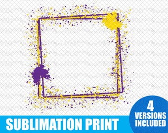 Purple Gold Paint Splatter Frame Background PNG, Sublimation ...