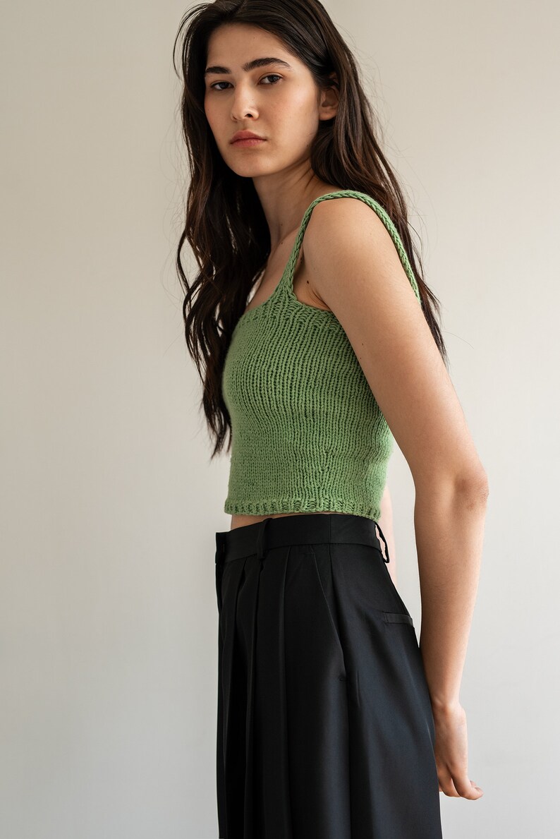 Square Neck Cami, Minimal Knit Top, Knitted Tank Top, Beige Summer Top ...