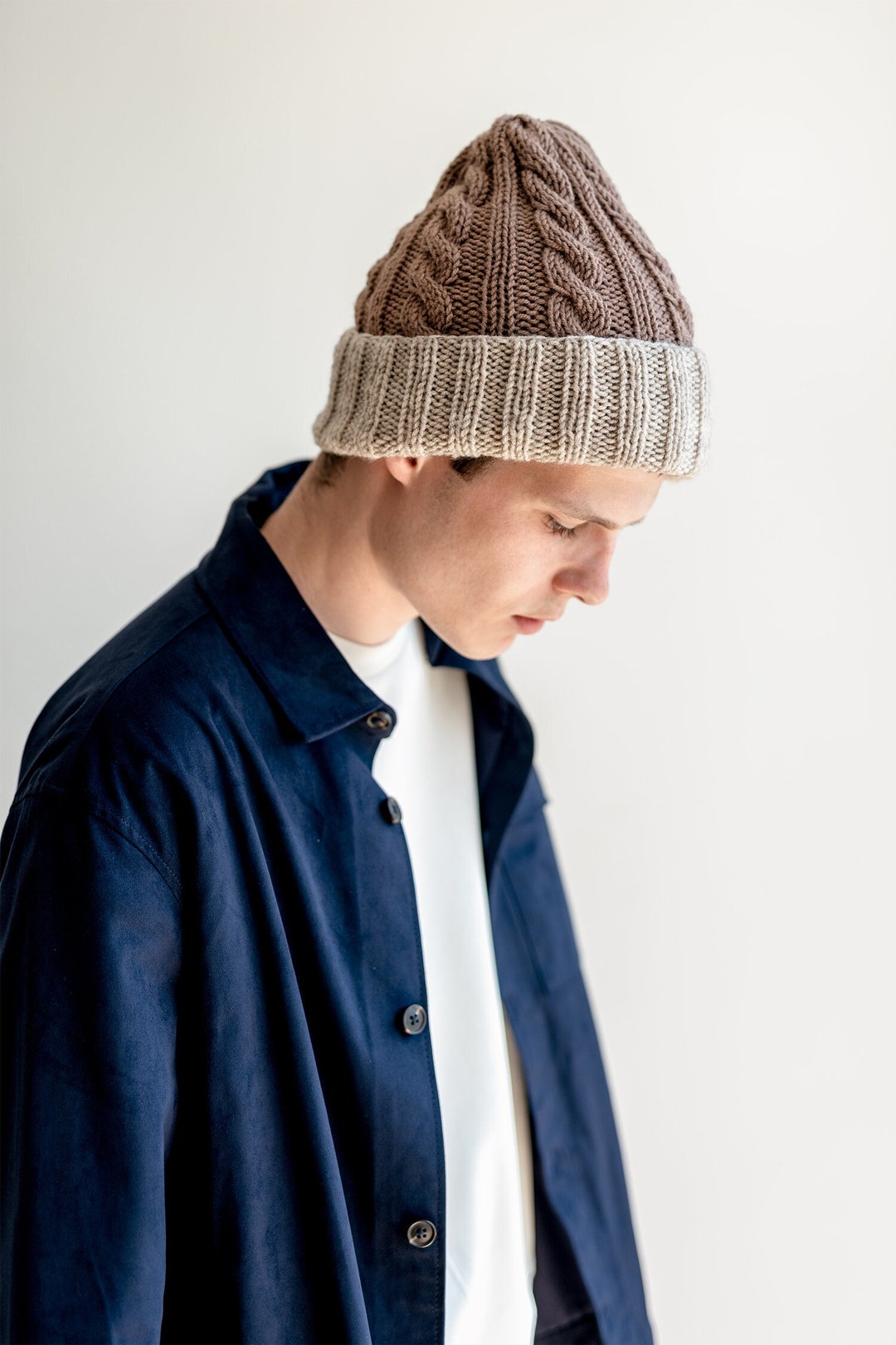Custom Color Block Knit Beanie: Handcrafted Wool Blend Hat - Etsy