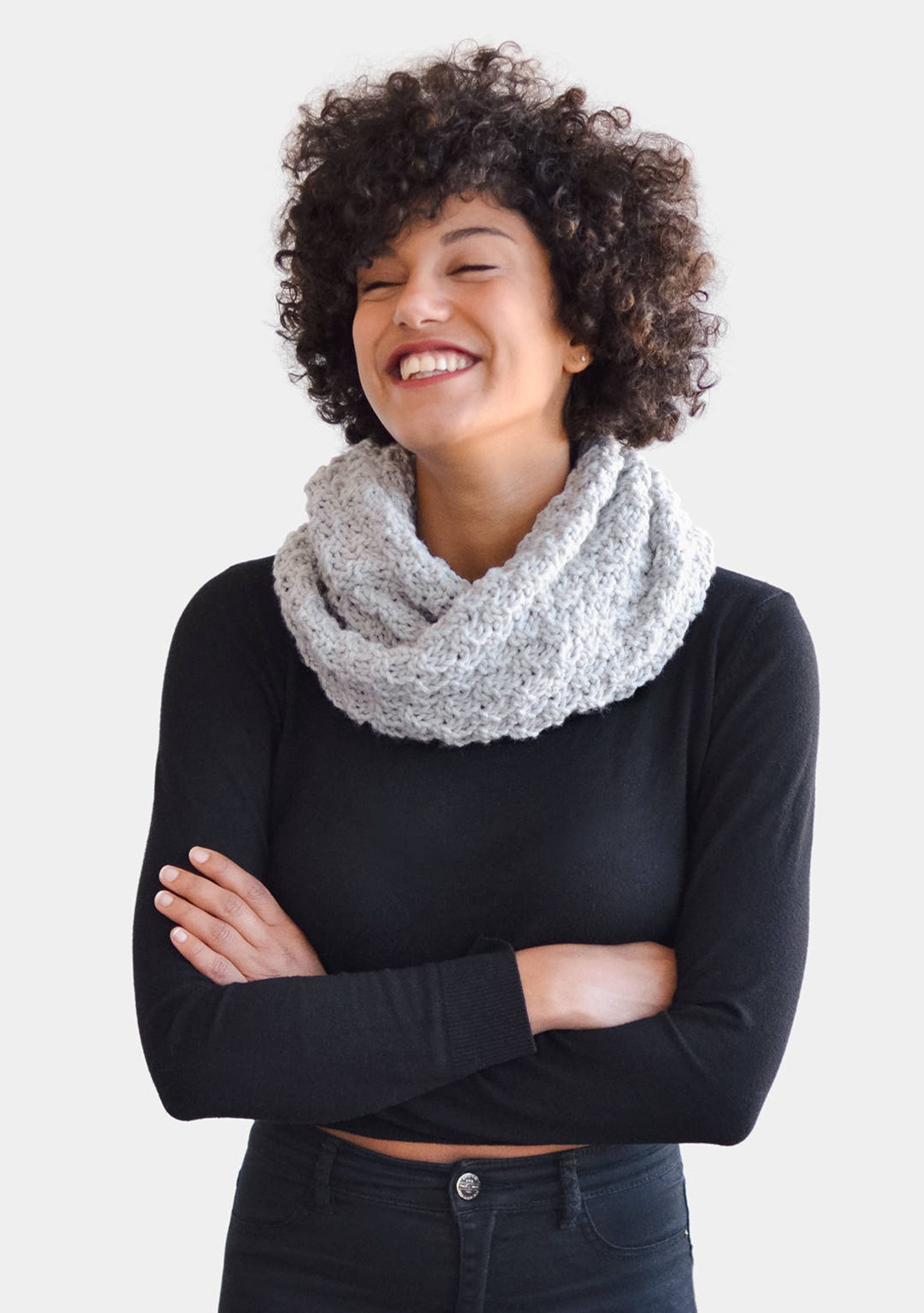 Chunky Hand Knit Cowl Grey Infinity Scarf Wool Cowl Scarf - Etsy