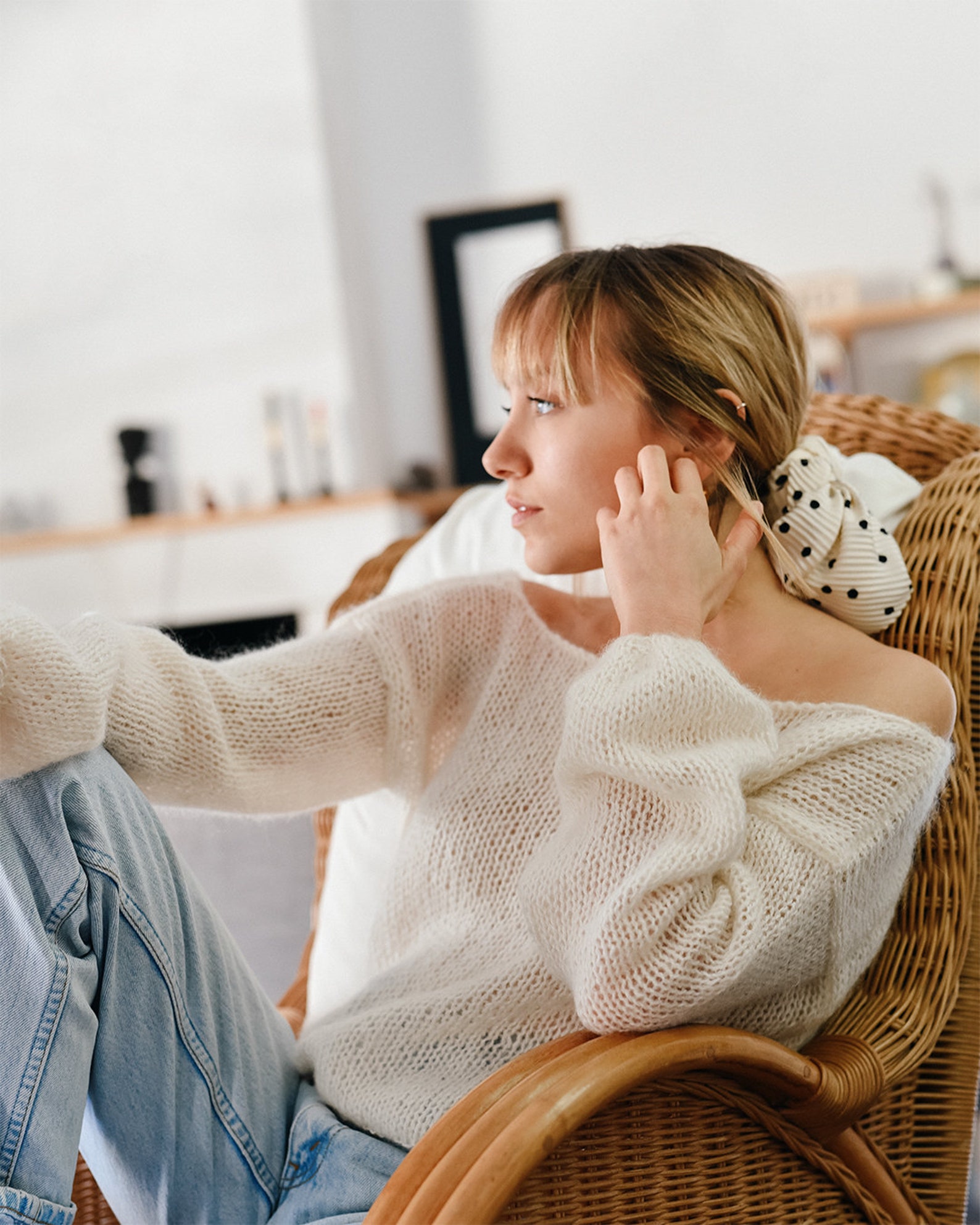 Knit Mohair Sweater Delicate Deep V Neck Pullover Loose - Etsy