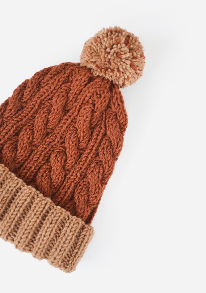 Color Block Beanie in Copper and Burnt Orange Customizable - Etsy UK