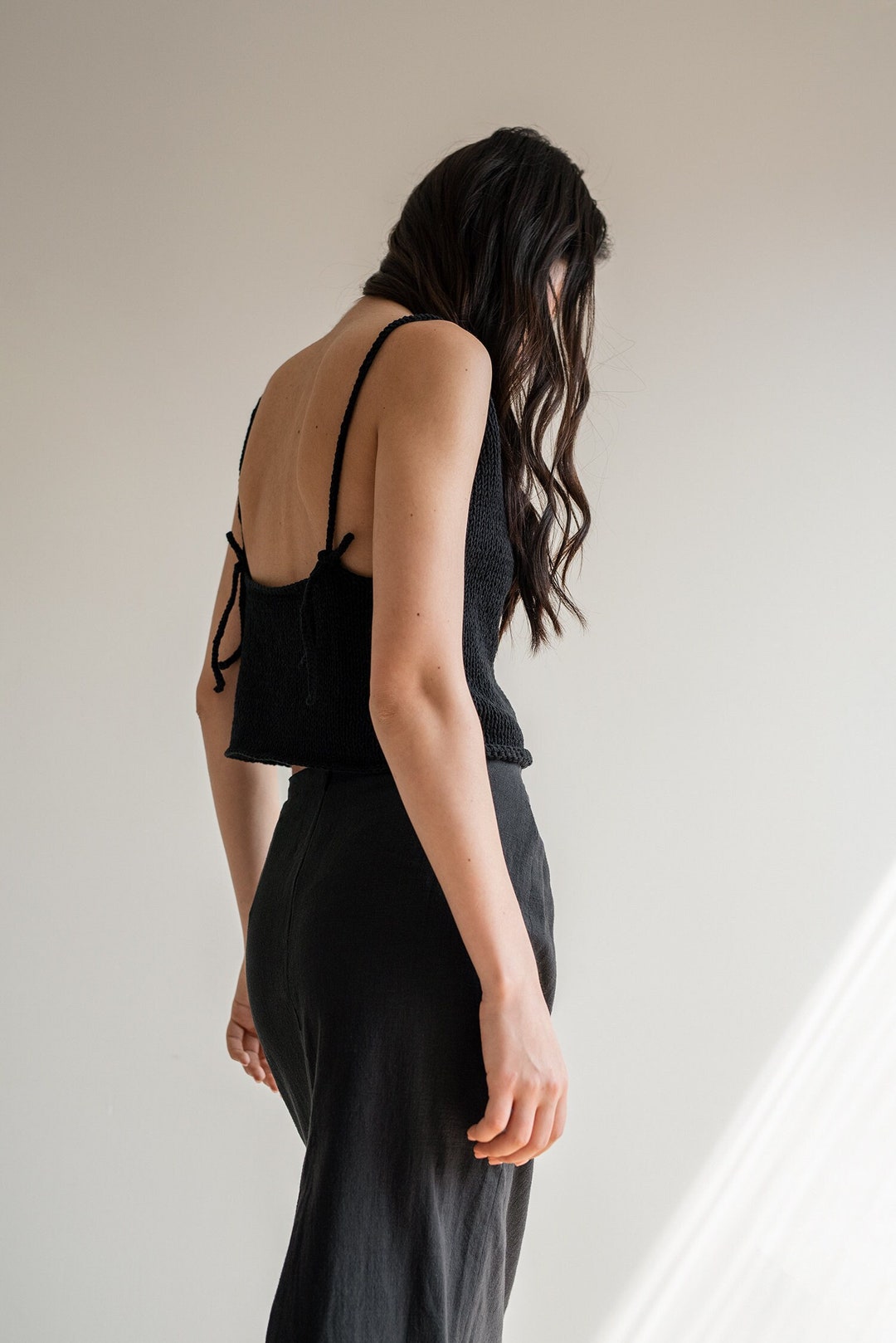 Open Back Top, Hand Knit Boatneck, Low Back Knit Tank, Backless Blouse ...