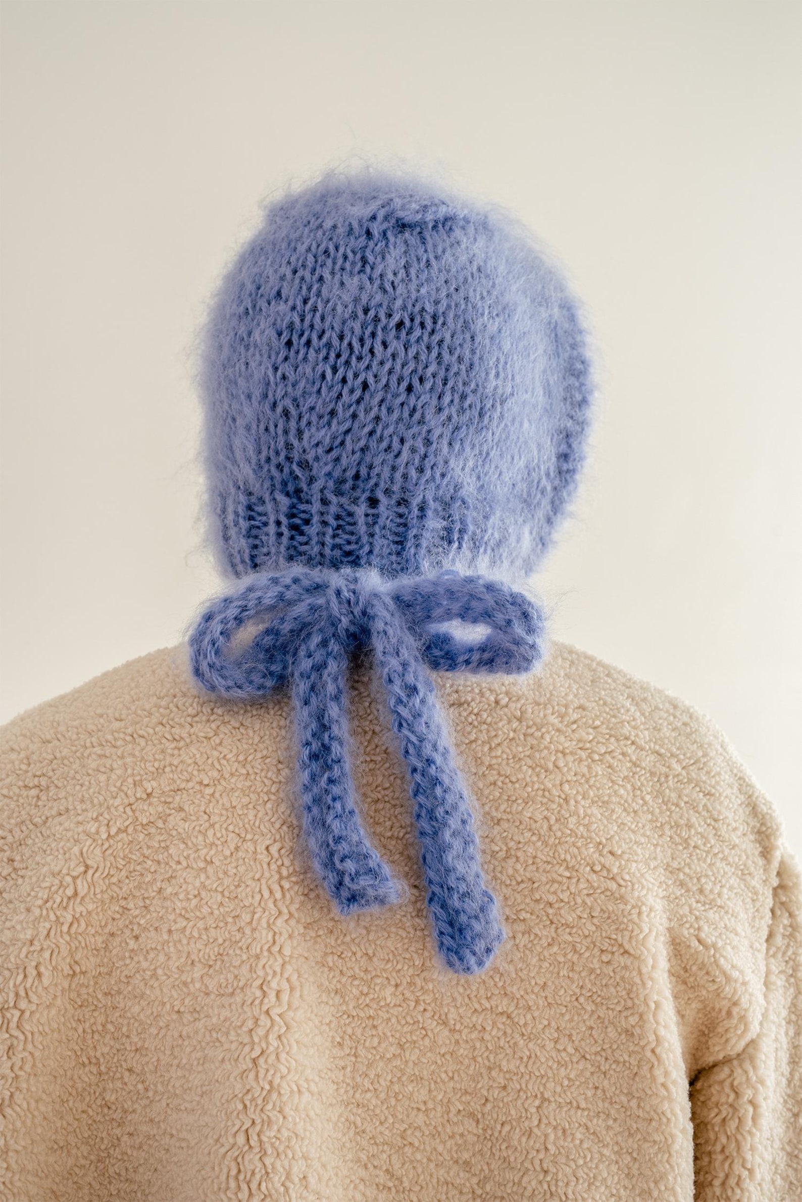Chunky Mohair Bonnet, Bow Tie Bonnet With Ribbons, Adult Womens Knit ...