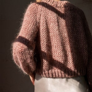 Chunky Braid Sweater Hand Knit Mohair Cropped Pullover, Luxurious ...
