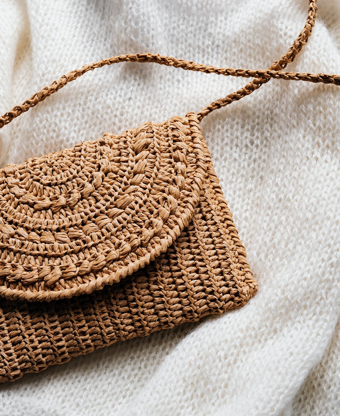 Crochet Raffia Clutch in Tan Straw Summer Bag Raffia Clutch | Etsy