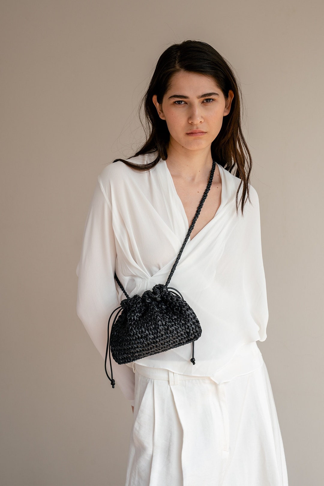 Raffia Pouch Bag, Crochet Raffia Handbag, Short Strap Crossbody, Summer ...