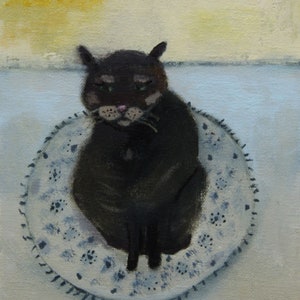 Cat on a Rug, Original Oil Painting on Linen Panel, 5x7 Inch Art - Etsy