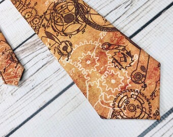 Steampunk Tie Clock Face Tie Steampunk Print Steampunk - Etsy