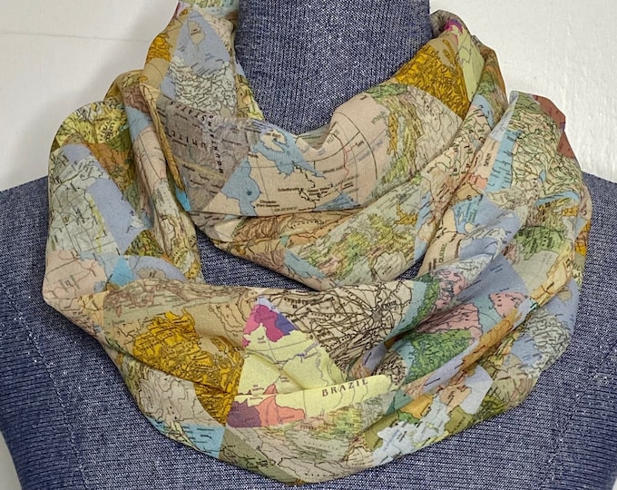 Map Infinity Scarf Map of the World Travel Gift Map Gift - Etsy