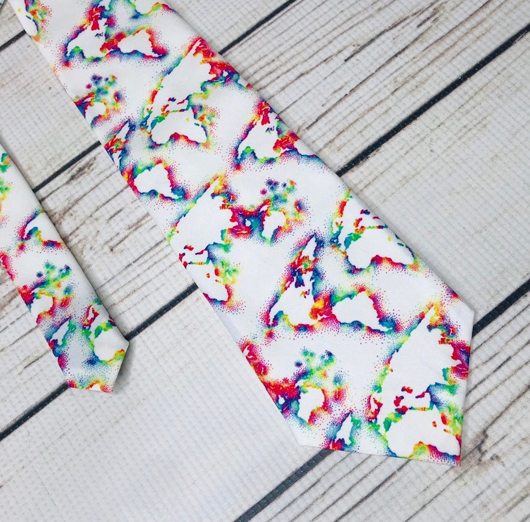World Map Tie Rainbow World Tie Map Necktie World Map Tie - Etsy