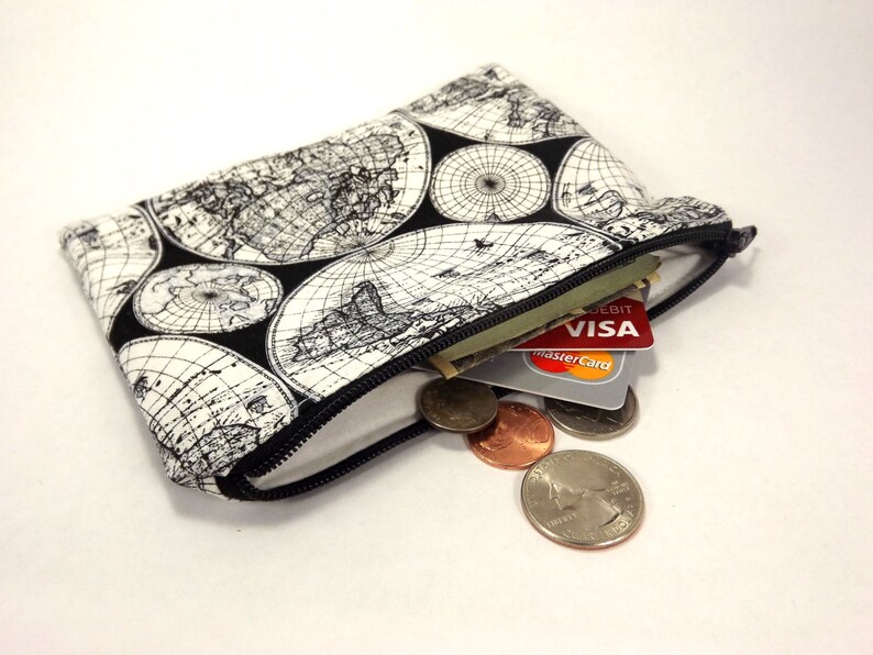 World Map Card Wallet Black and White Card Wallet Map - Etsy